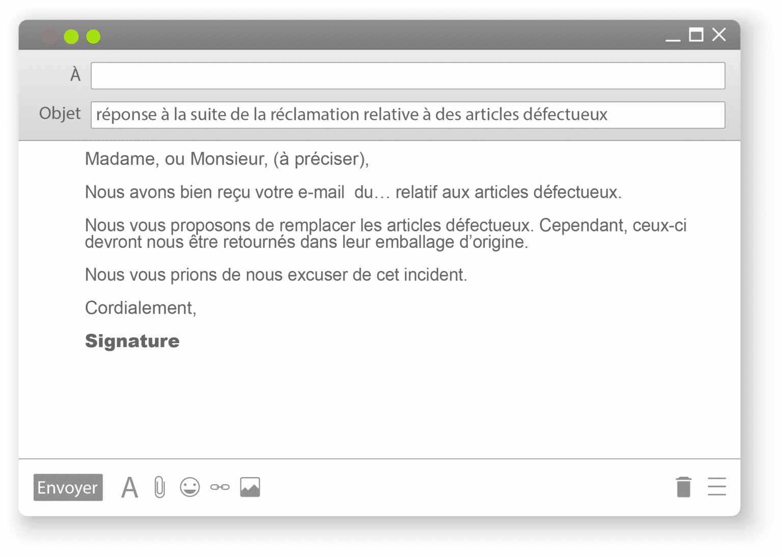 Lettre de réponse favorable à la réclamation d'un client